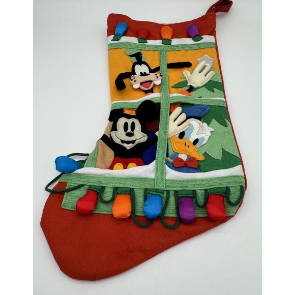 Disney | Holiday | Vintage Disney 9s 3d Felt Christmas Stocking Mickey Donald Goofy In Windows 9 ...